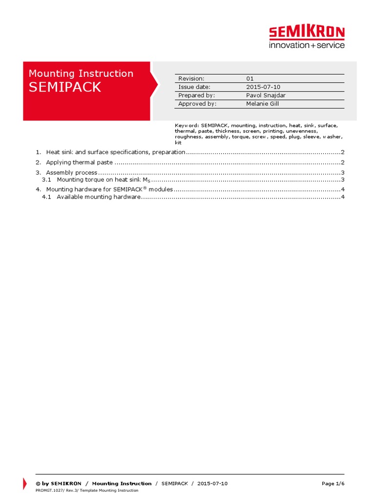 Semipack: Mounting Instruction | PDF | Electrical Connector | Personal ...