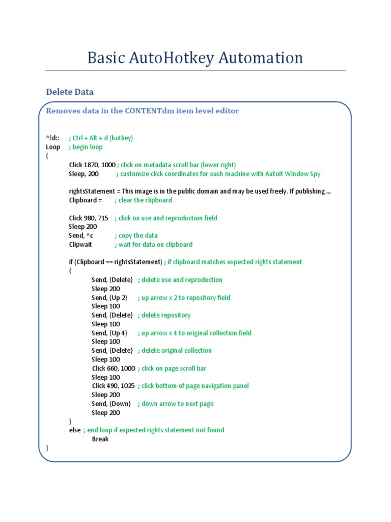 Basic Autohotkey Automation: Delete Data | PDF | Software Development ...
