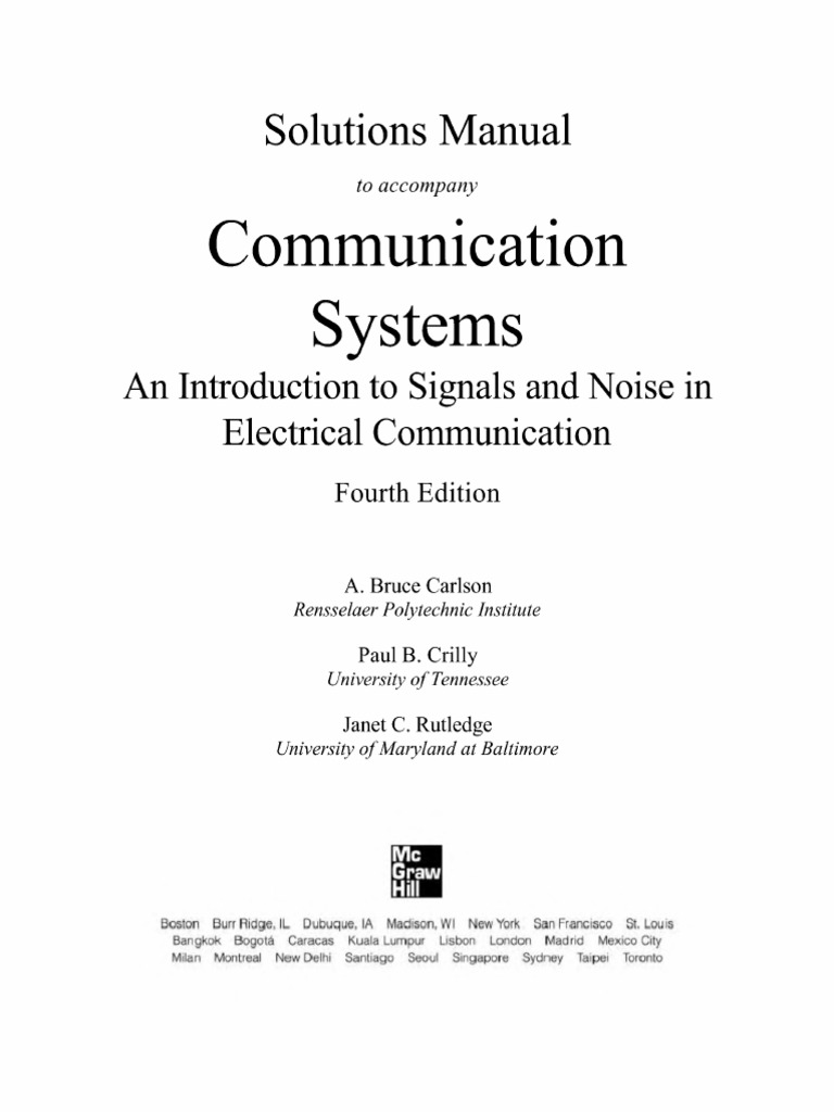 Communication Systems An Introduction To Signals And Noise In Electrical Communication Bruce