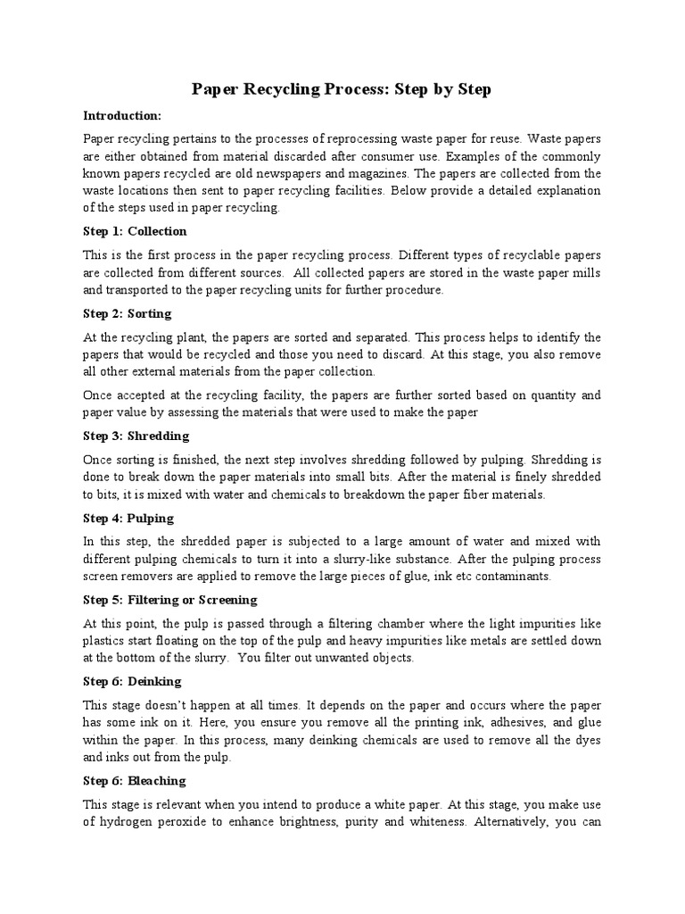 Paper Recycling Process | PDF | Recycling | Paper