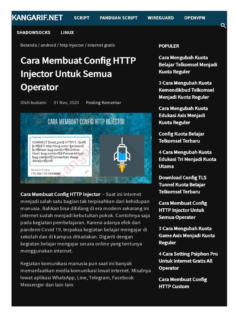 Cara+Membuat+Config+HTTP+Injector+Untuk+Semua+Operator+-+Kangarif - Net 1609497894072 | PDF