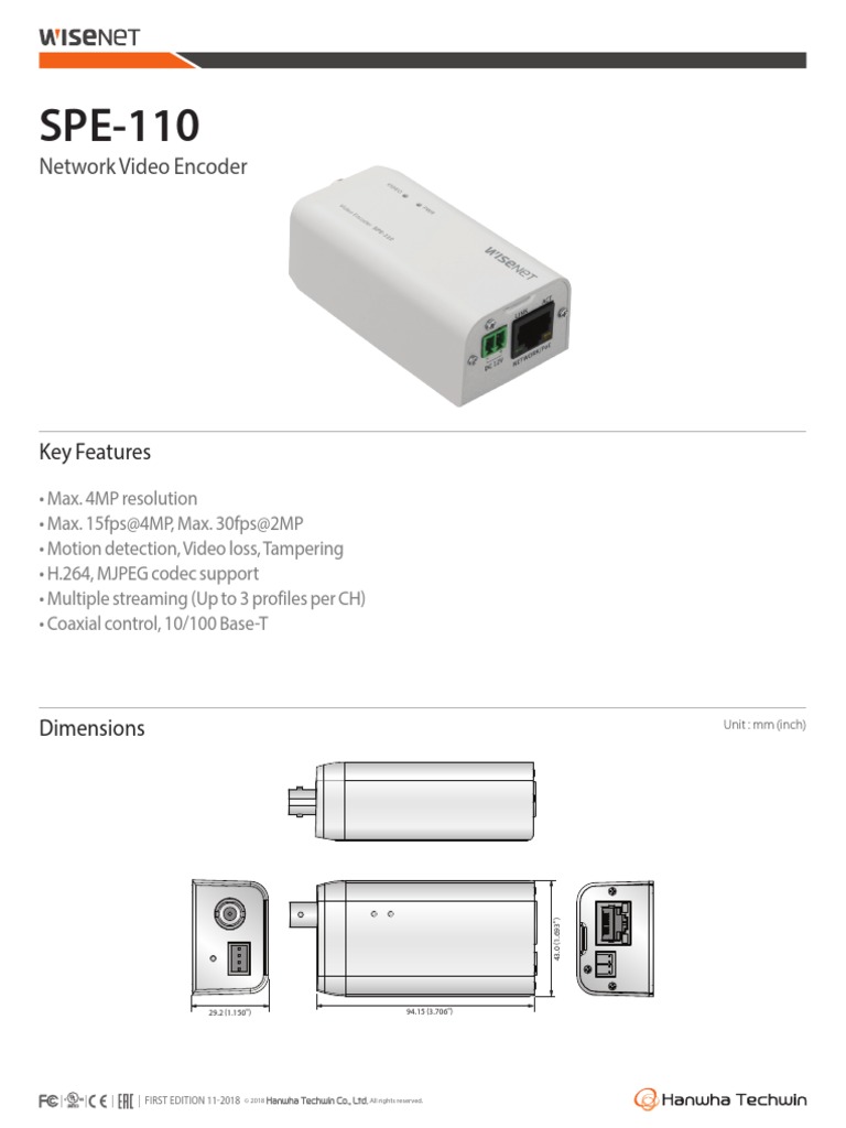 Wisenet - SPE110 Video Network Encoder | PDF | Ip Address | Computer ...