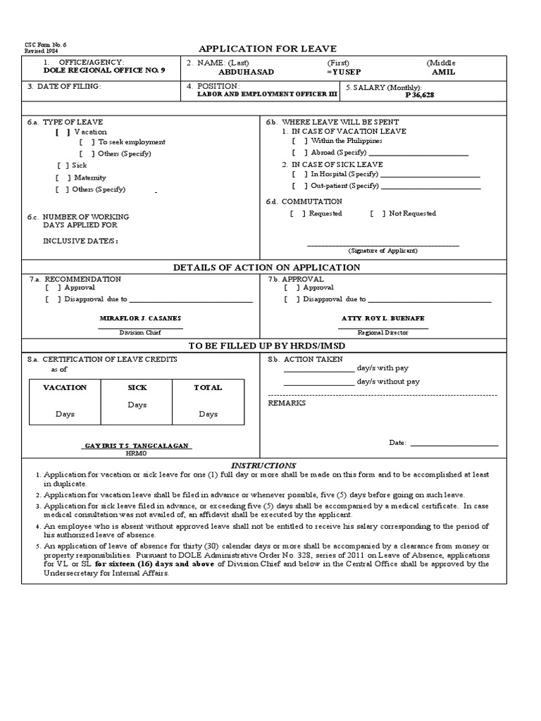 Leave Form | PDF | Sick Leave | Employment