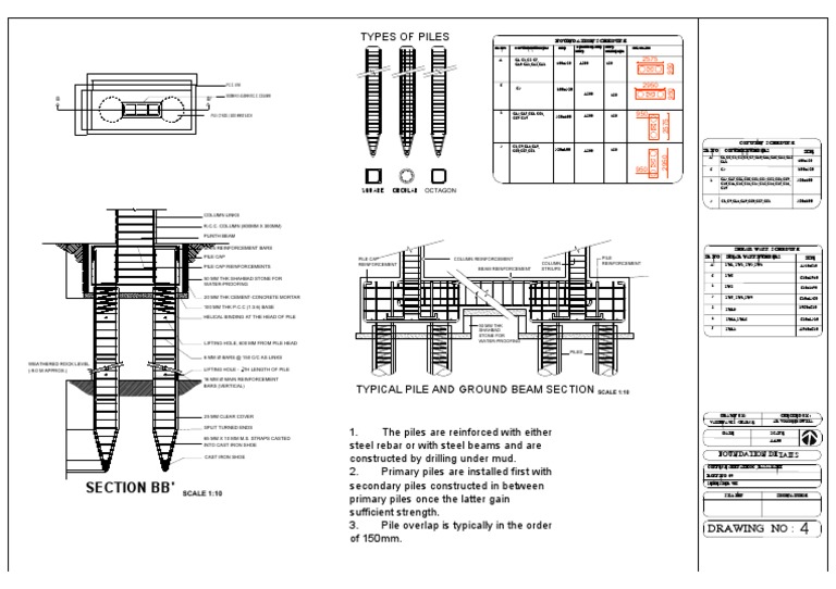 Pile Foundation Detail Sheet | PDF | Deep Foundation | Civil Engineering