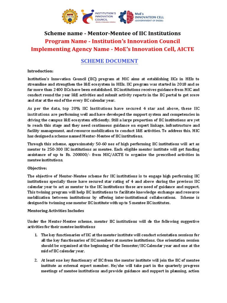 Mentor Mentee Scheme | PDF | Mentorship | Entrepreneurship