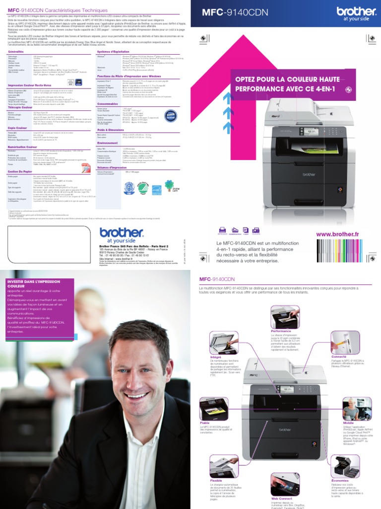 Brochure Brother MFC-9140CDN | PDF | Imprimante (Informatique ...