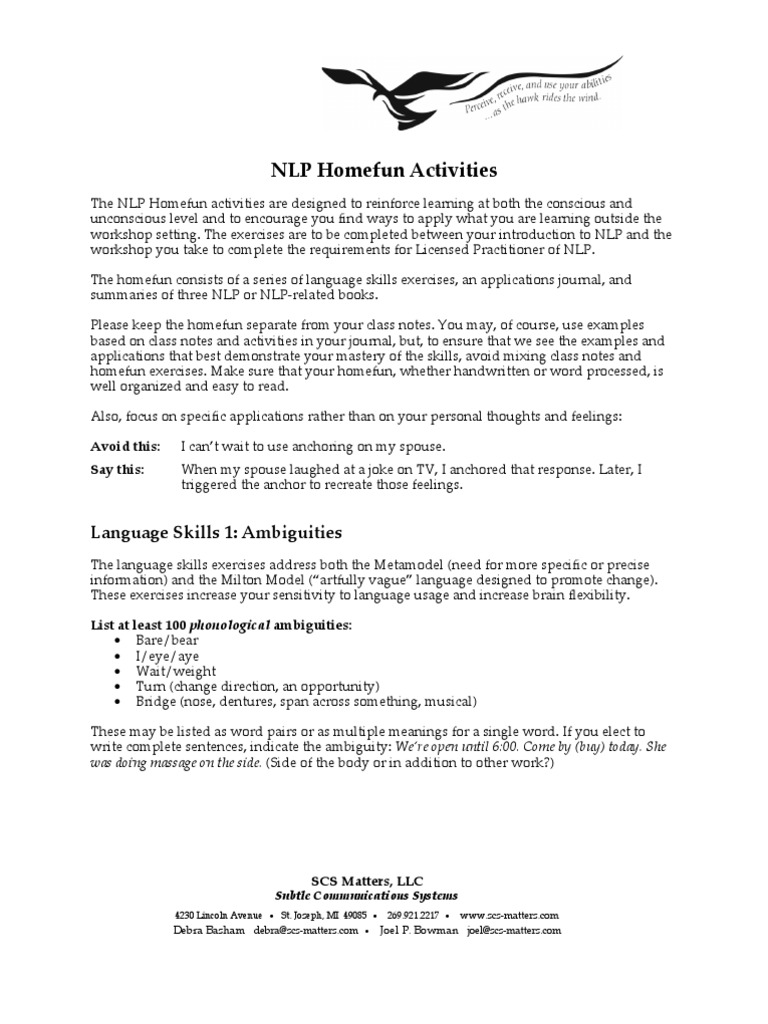 NLP Homefun | PDF | Neuro Linguistic Programming | Ambiguity