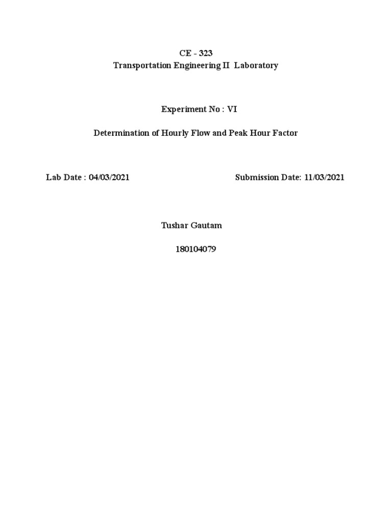 CE - 323 Transportation Engineering II Laboratory | PDF | Traffic ...