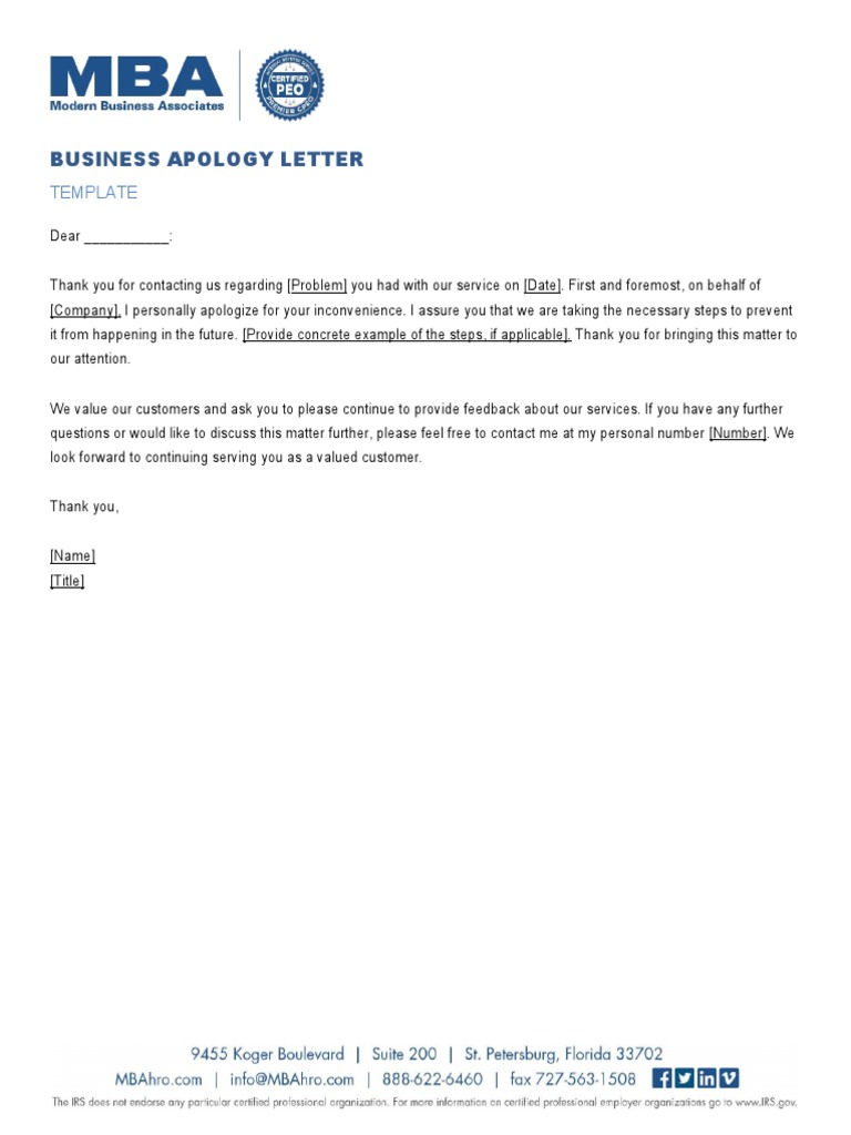 Business Apology Letter Template | PDF | Career & Growth