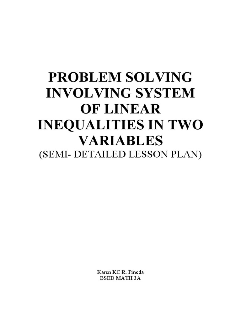 Problem Solving Involving System of Linear Inequalities in Two ...