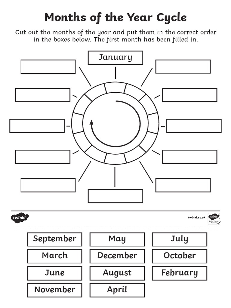 T L 5986 Months of The Year Circle Cut and Stick Activity Sheet | PDF