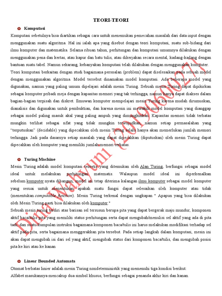Teori Komputasi dan Otomata | PDF | Sains & Matematika