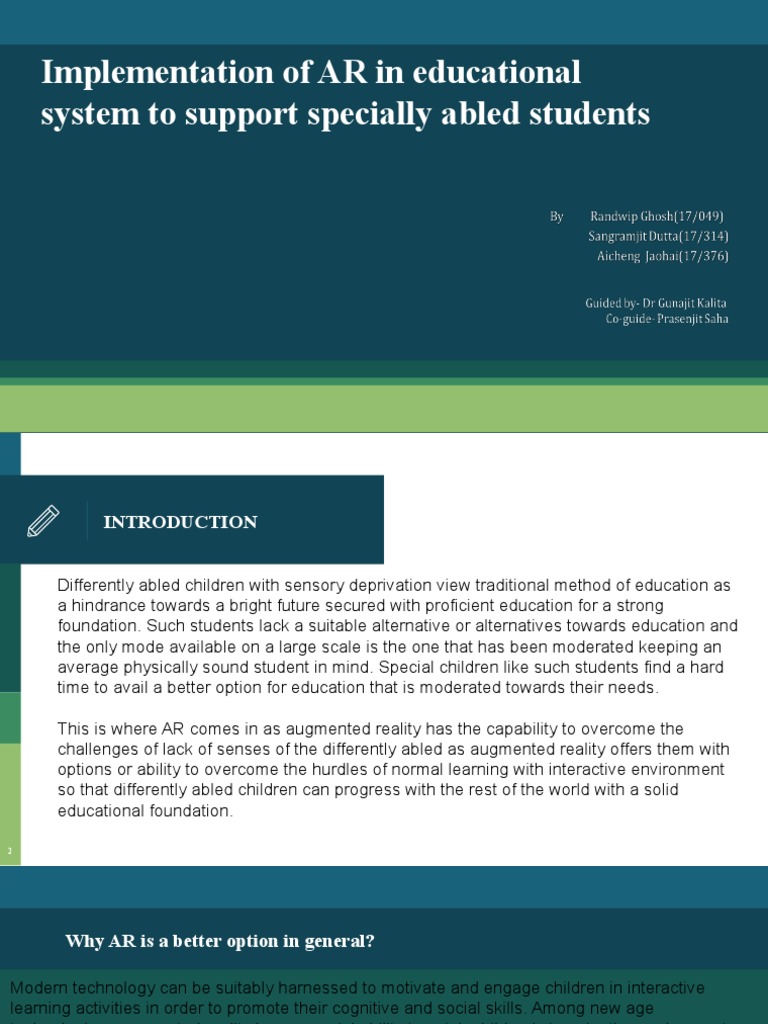 Implementation of AR in Educational System To Support Specially Abled ...