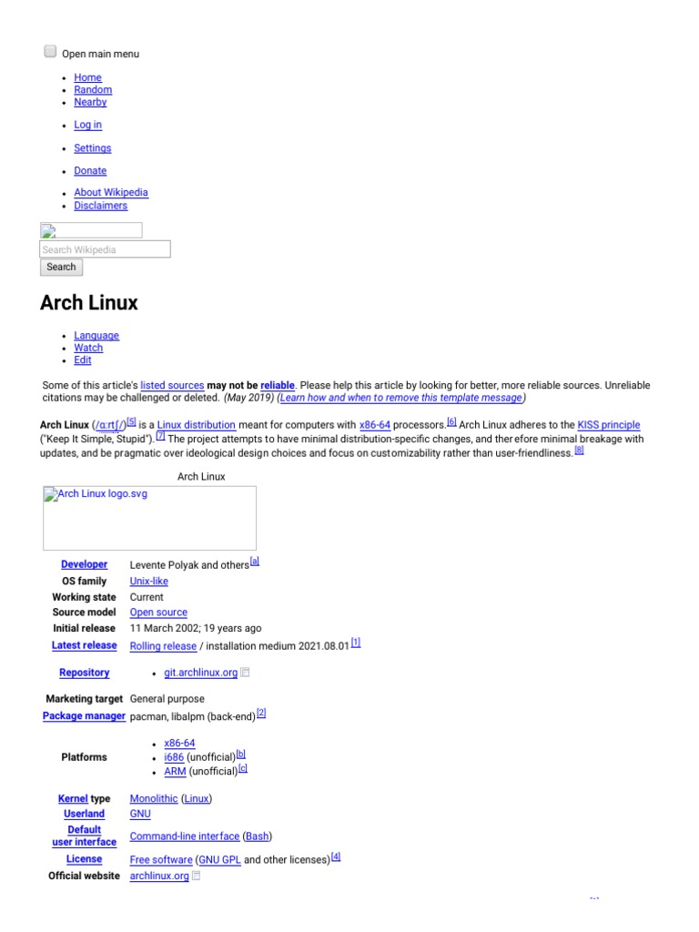 Arch Linux - Wikipedia | PDF | Linux | Software