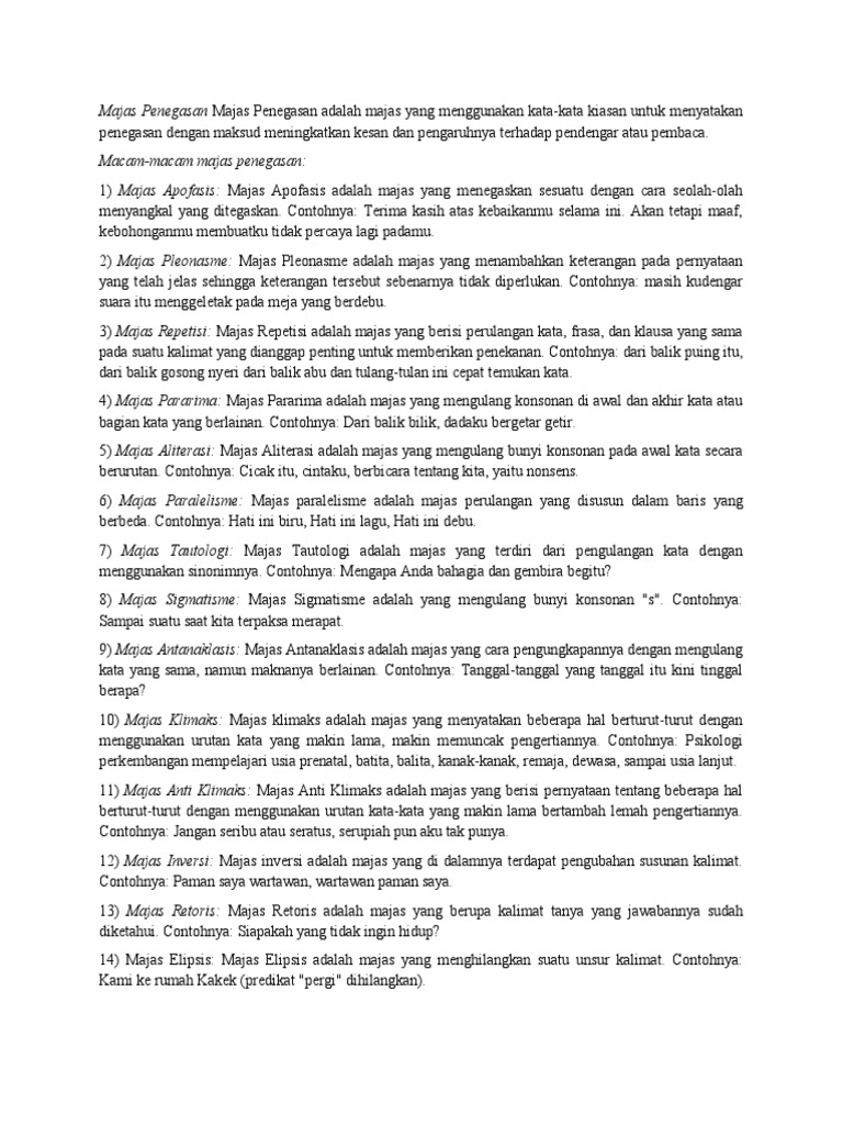 Jenis-Jenis Majas Penegasan dan Contohnya | PDF