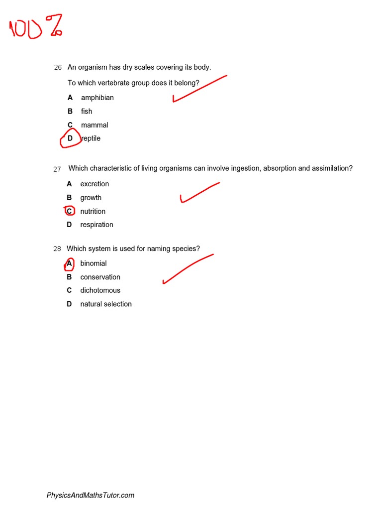IGCSE Classification of Living Organisms | PDF | Flowers | Petal