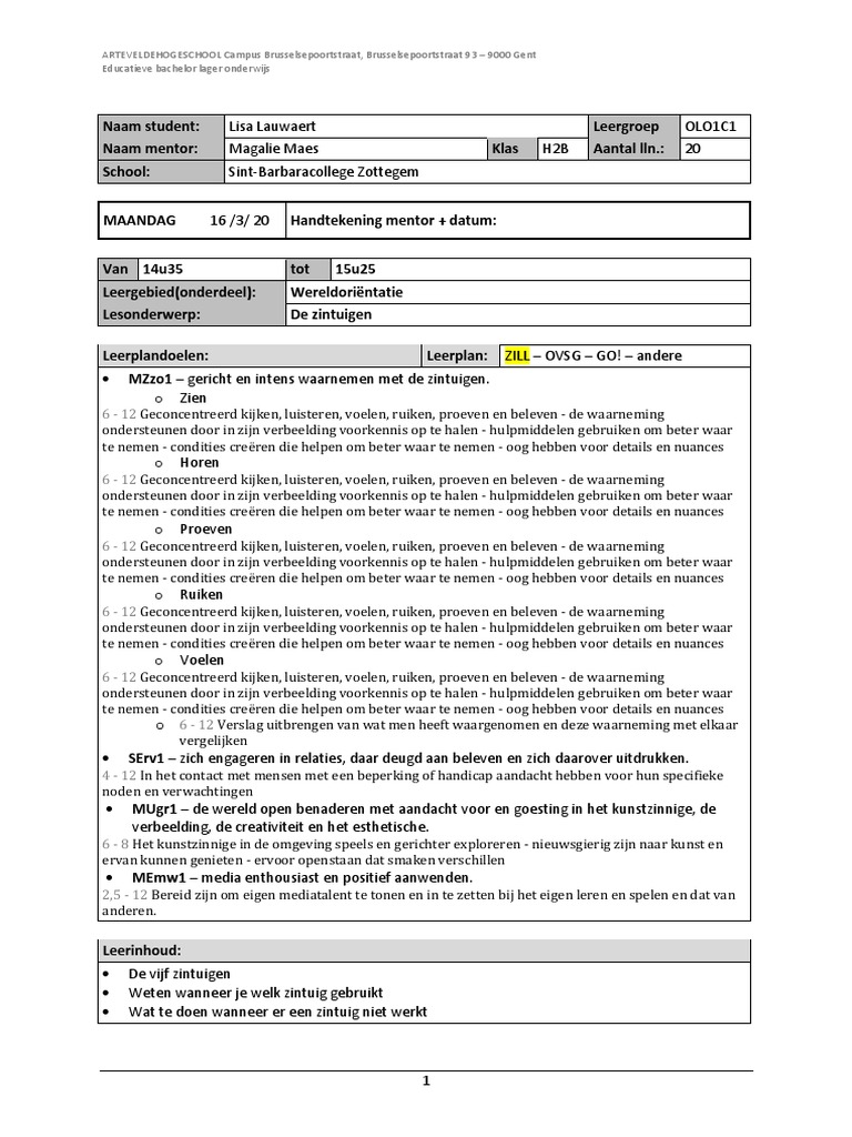 LVB Wo Zintuigen | PDF