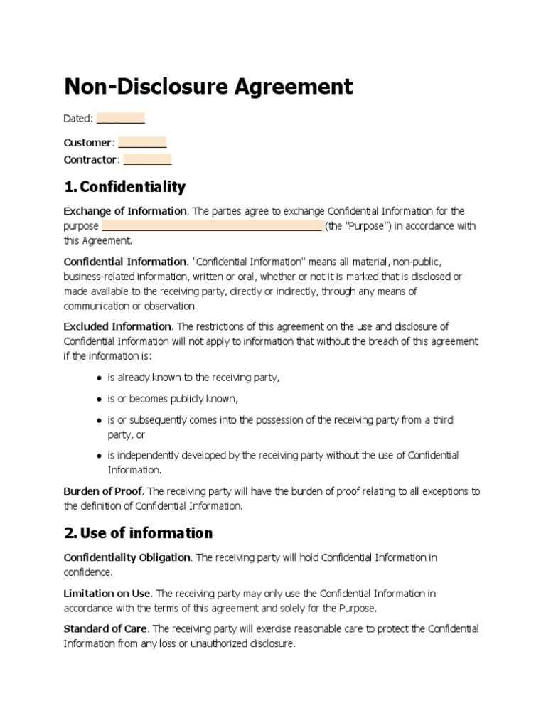 Mutual Non-Disclosure Agreement Template | PDF | Confidentiality | Non ...