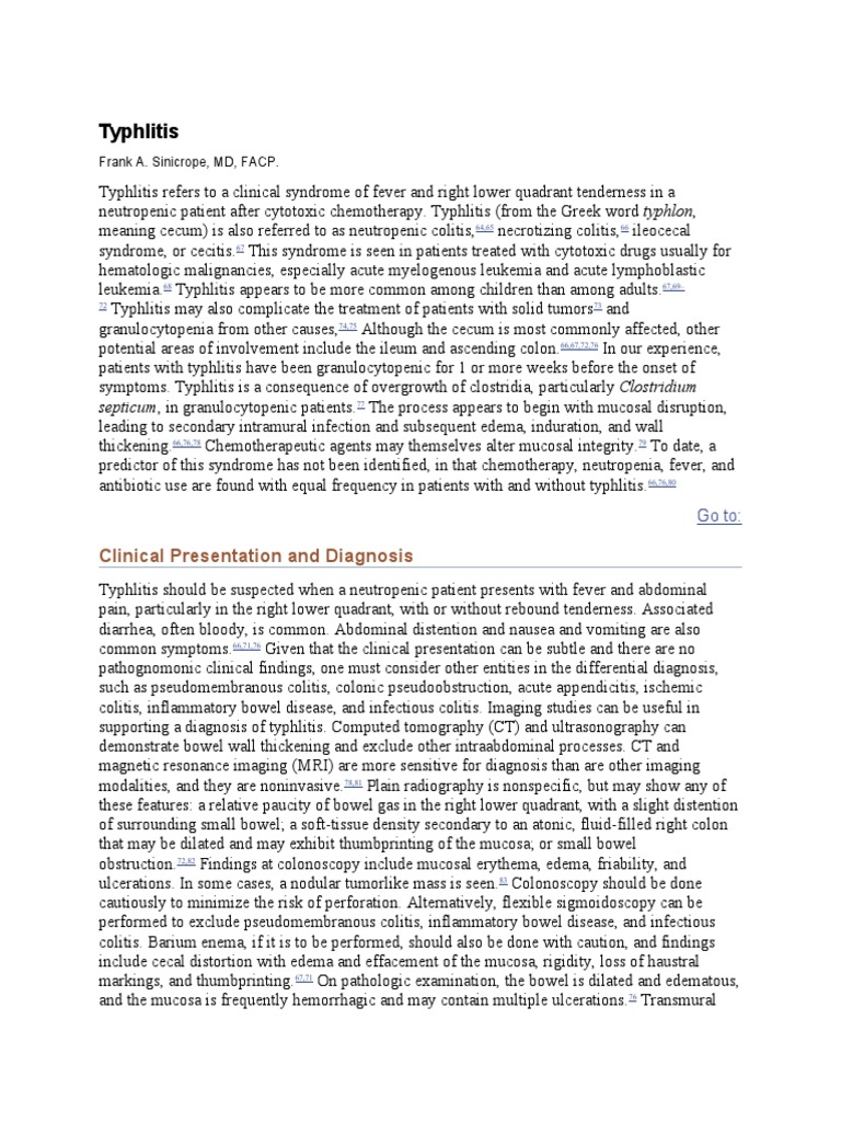 Typhlitis: Clinical Presentation and Diagnosis | PDF | Chemotherapy ...
