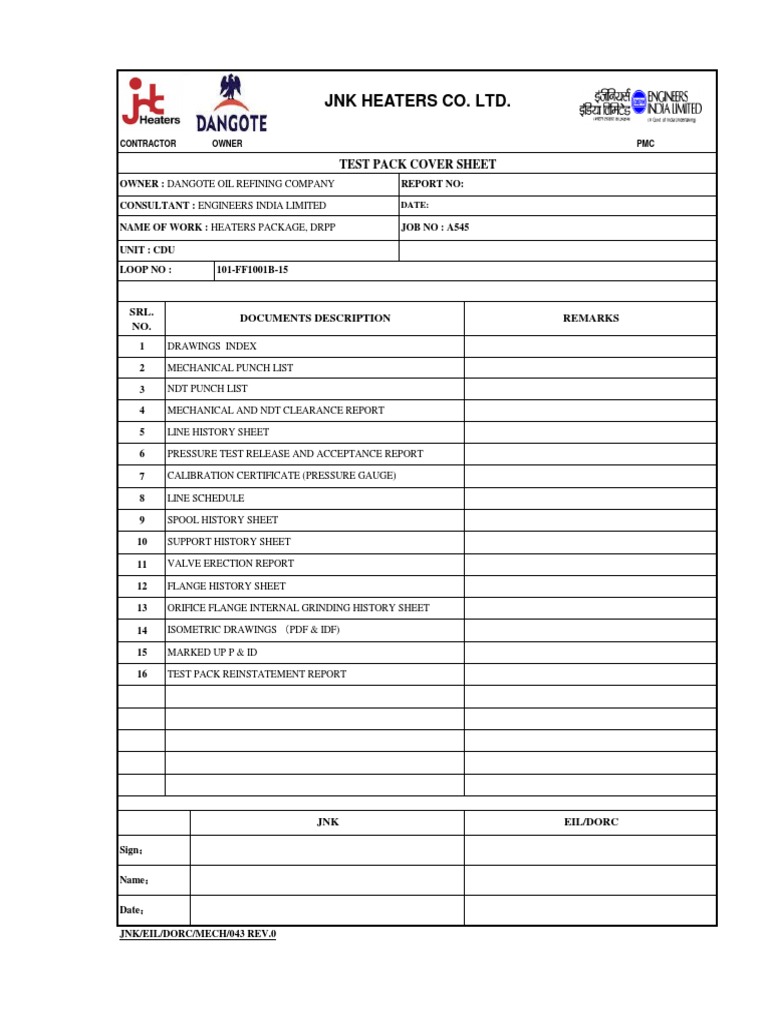2-Test Pack Cover Sheet | PDF