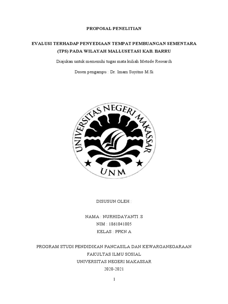 Proposal Penelitian Matkul Metode Research (Nurhidayanti.s) | PDF