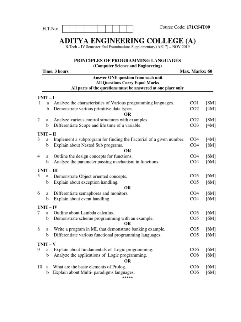 Principles of Programming Languages | PDF | Subroutine | Computer ...