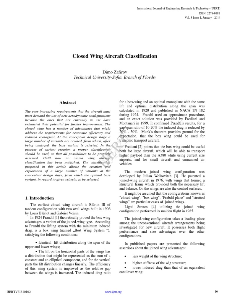 Closed Wing Aircraft Classification | PDF | Drag (Physics) | Aircraft