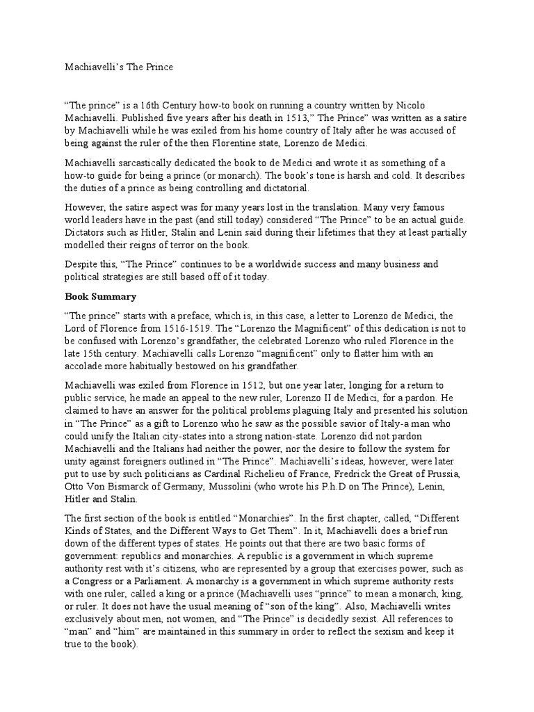 Understanding Machiavelli's The Prince | PDF | The Prince | Niccolò ...