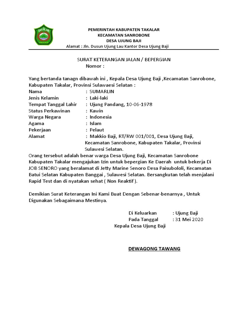 Surat Izin Bepergian | PDF
