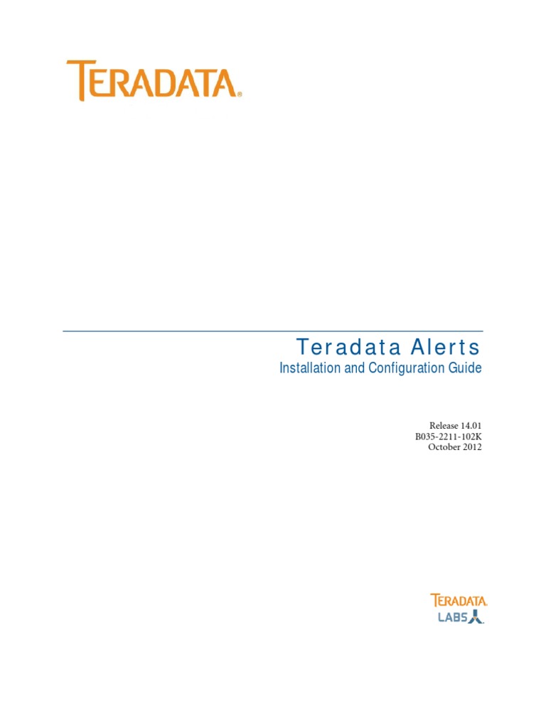 Teradata Alerts: Installation and Configuration Guide | PDF | Installation (Computer Programs ...