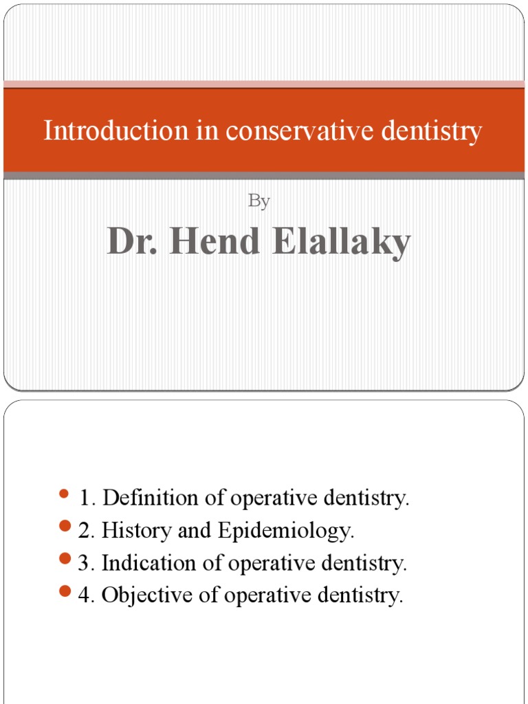 Introduction in Conservative Dentistry | PDF | Dentistry | Health Care