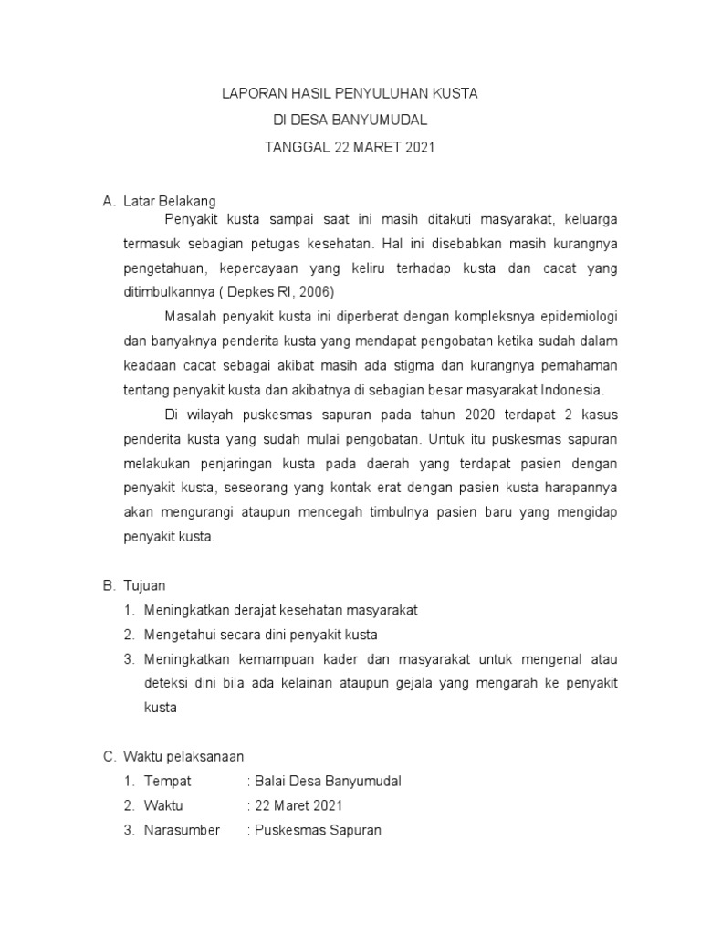 Laporan Hasil Penyuluhan Kusta | PDF