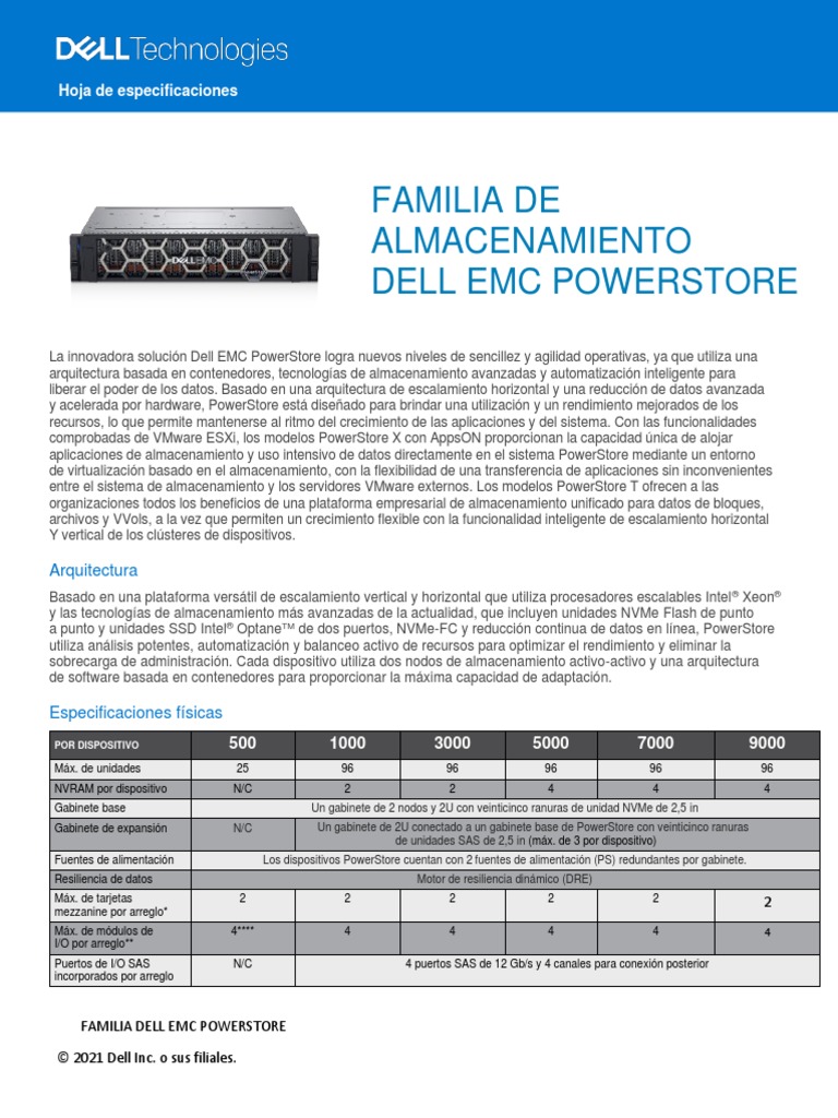 h18143 Dell Emc Powerstore Family Spec Sheet | PDF | V Mware | Unidad ...