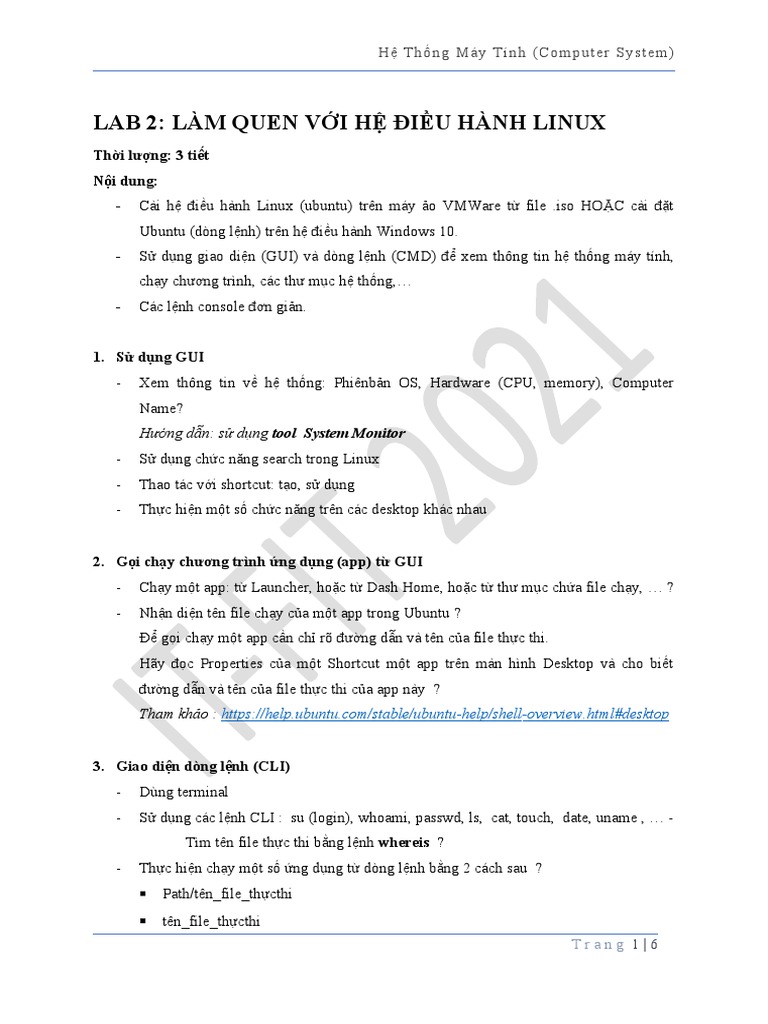 Lab2 - Lam Quen Voi HDH Linux | PDF