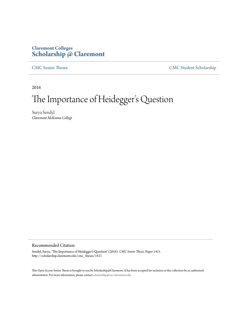 The Importance of Heidegger - S Question | PDF | Martin Heidegger ...