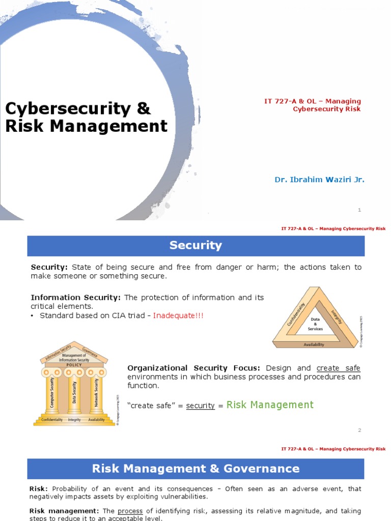0 - Introduction To Cybersecurity Risk Management | PDF | Risk ...
