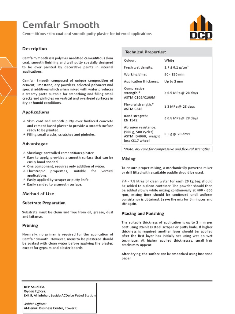 Cemfair Smooth | PDF | Plaster | Concrete