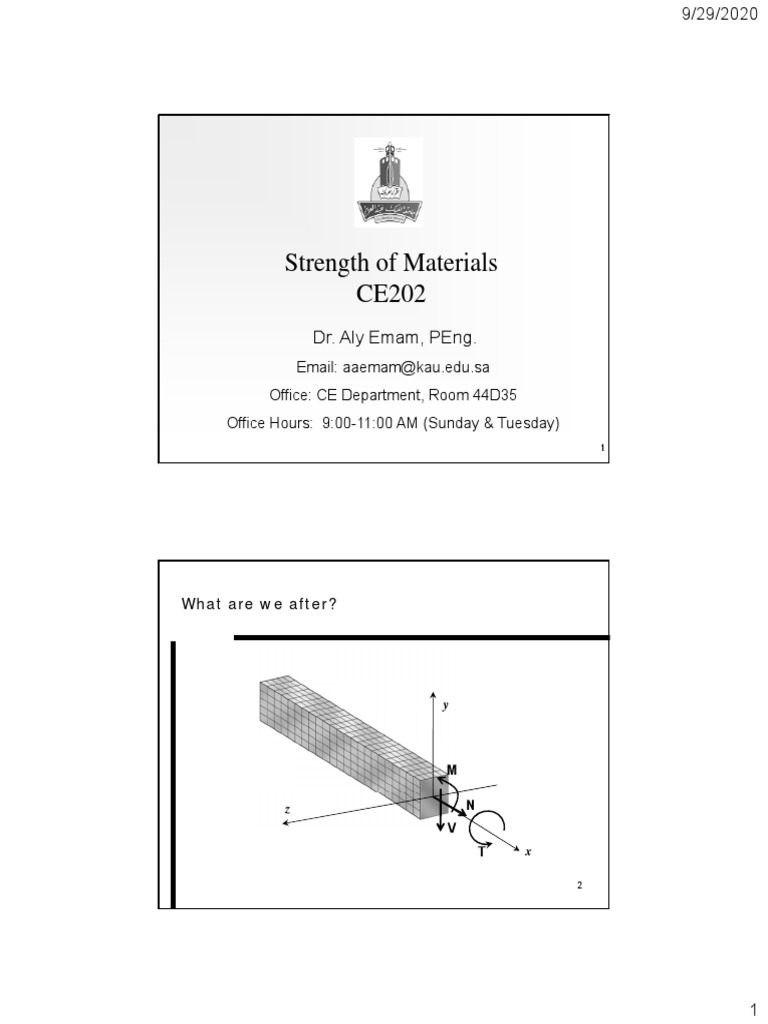 Strength of Materials CE202 | Descargar gratis PDF | Stress (Mechanics) | Mechanics