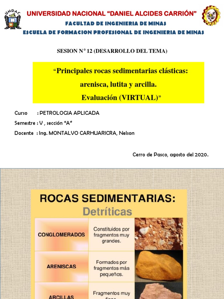 Principales características de las rocas sedimentarias clásticas ...