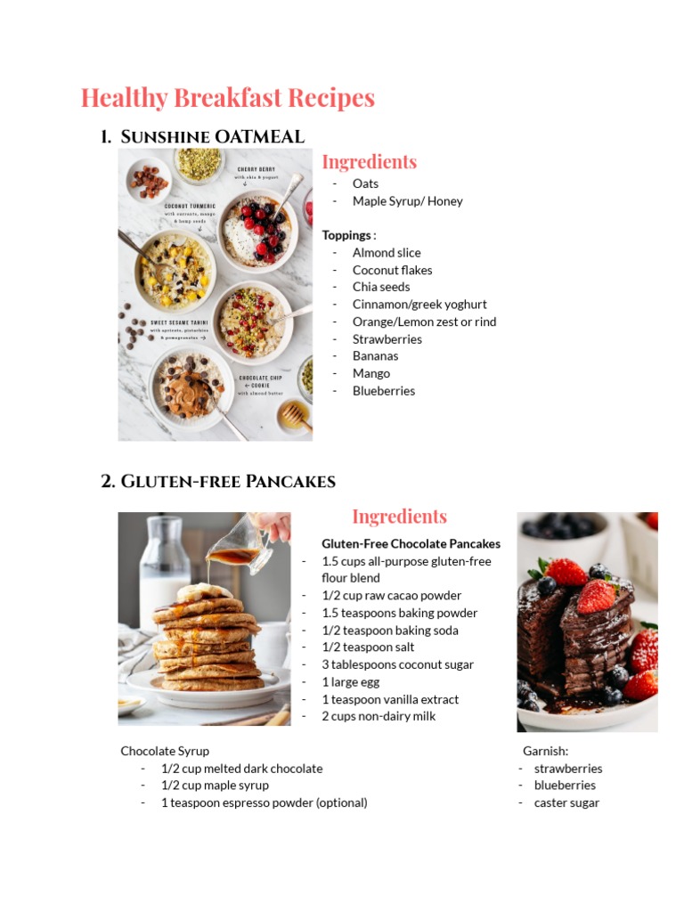 Breakfast Menus | PDF | Pancake | Foods