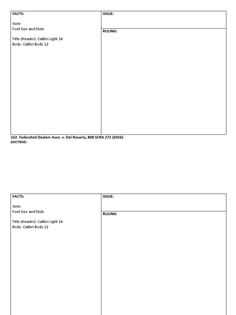 Case Digest Template | PDF | Lawsuit | Justice