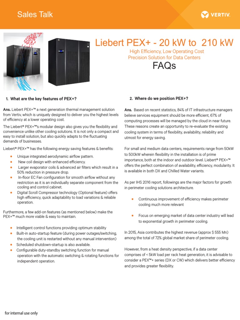 Liebert PEX+ - 20 KW To 210 KW: Sales Talk | PDF | Heat Exchanger ...