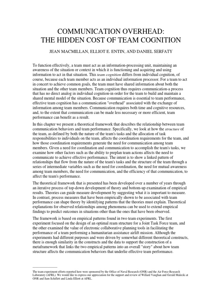 Communication Overhead: The Hidden Cost of Cognition: Jean Macmillan ...