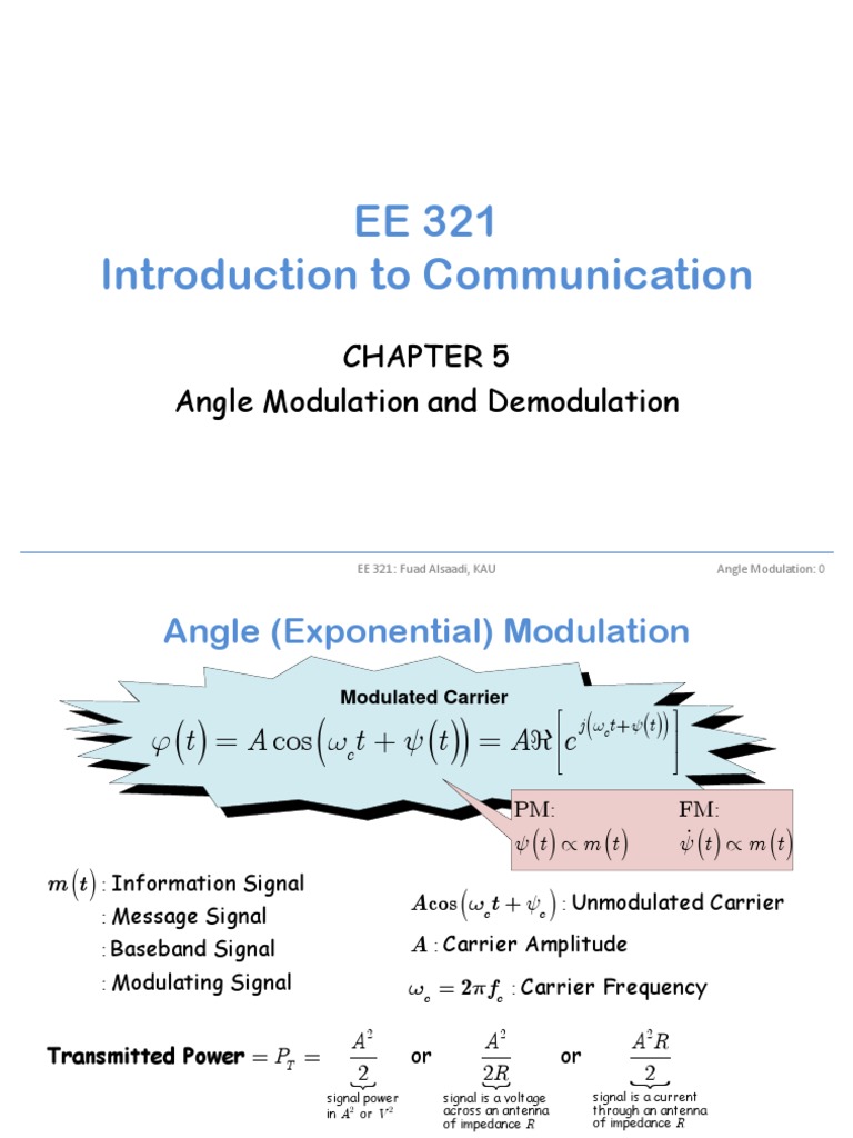 Chapter 5 - Angle Modulation | PDF | Frequency Modulation | Modulation