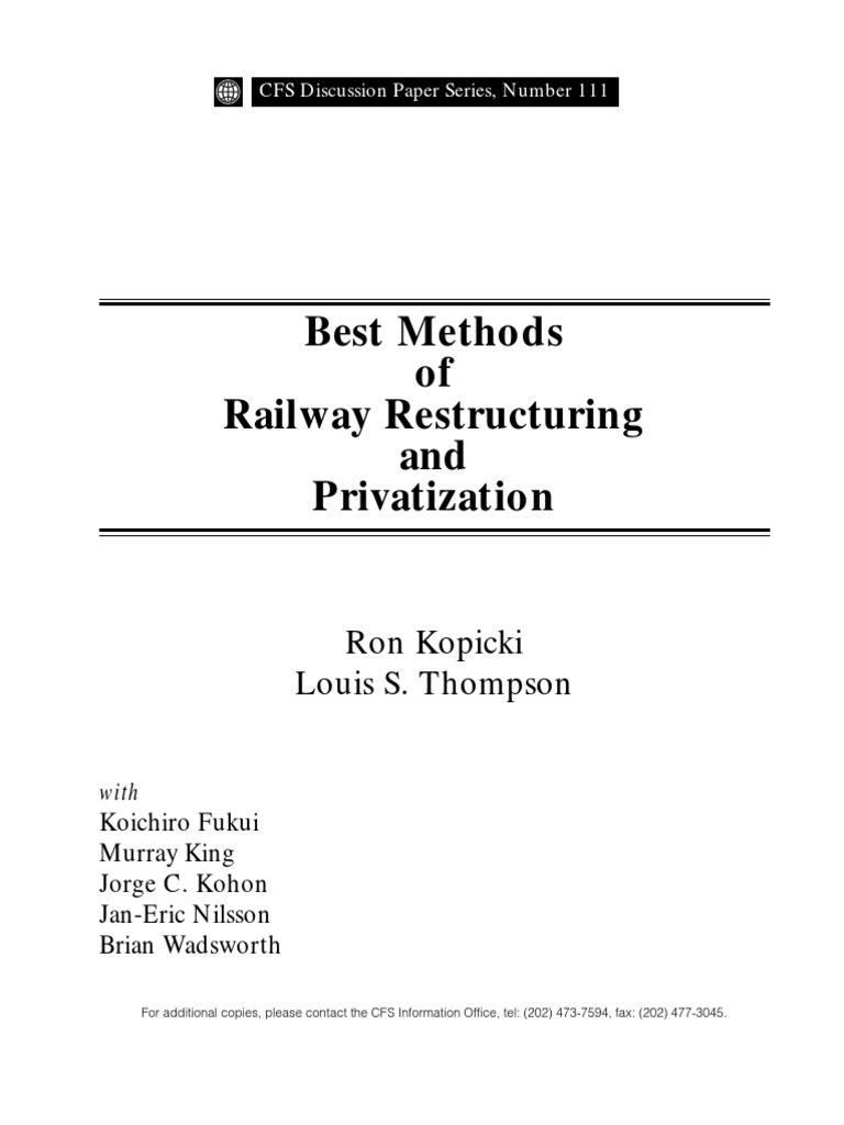 Best Methods of Railway Restructuring | PDF | Rail Transport | Privatization