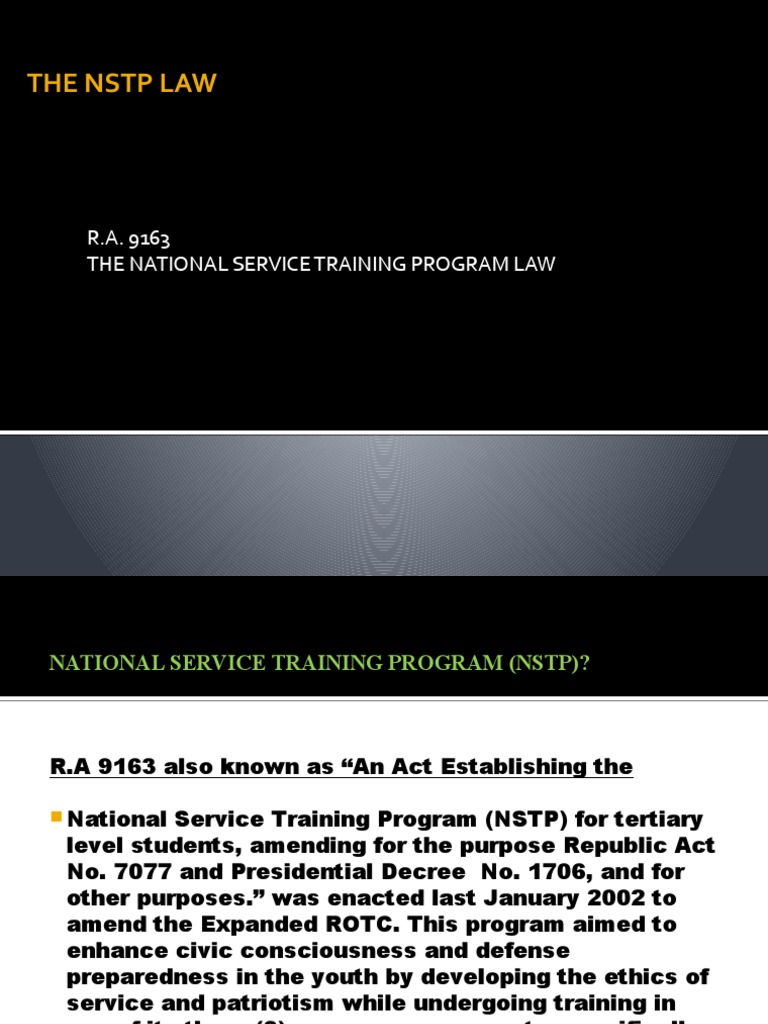 An Overview of the National Service Training Program Law: Components ...