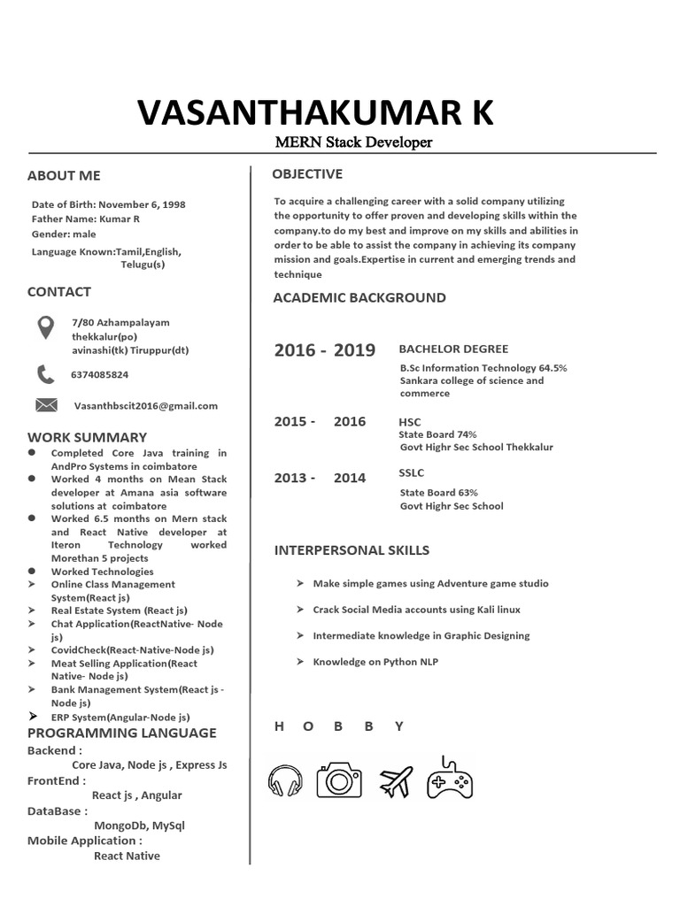 Vasanth Resume | PDF | Computing | Software