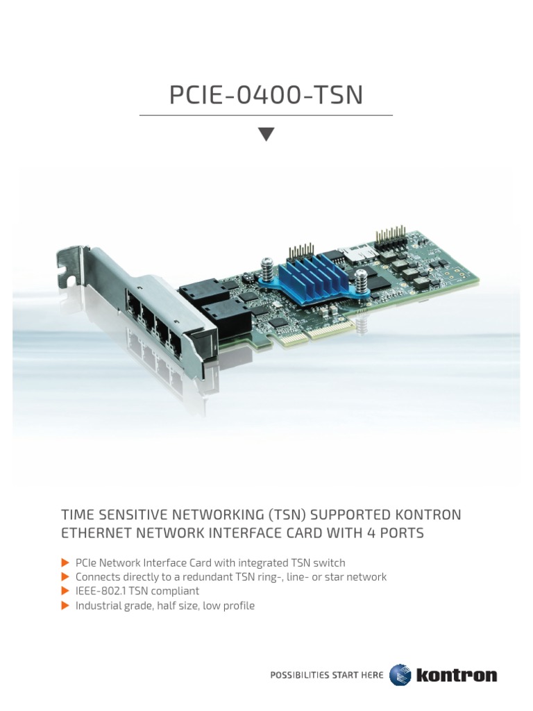 PCIE-0400-TSN : Time Sensitive Networking (TSN) Supported Kontron Ethernet Network Interface ...