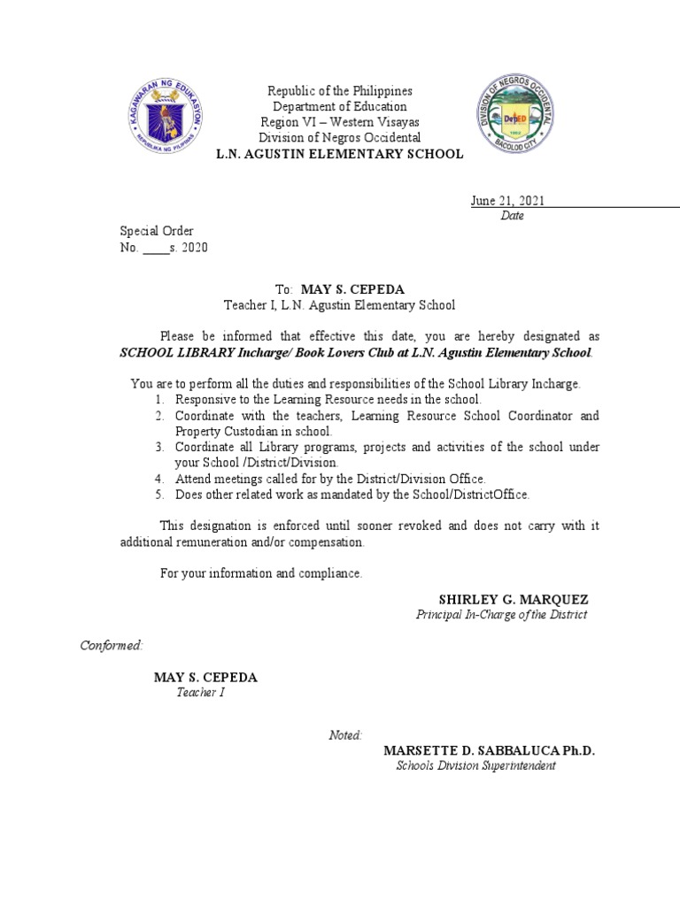 Library Incharge Designation | PDF