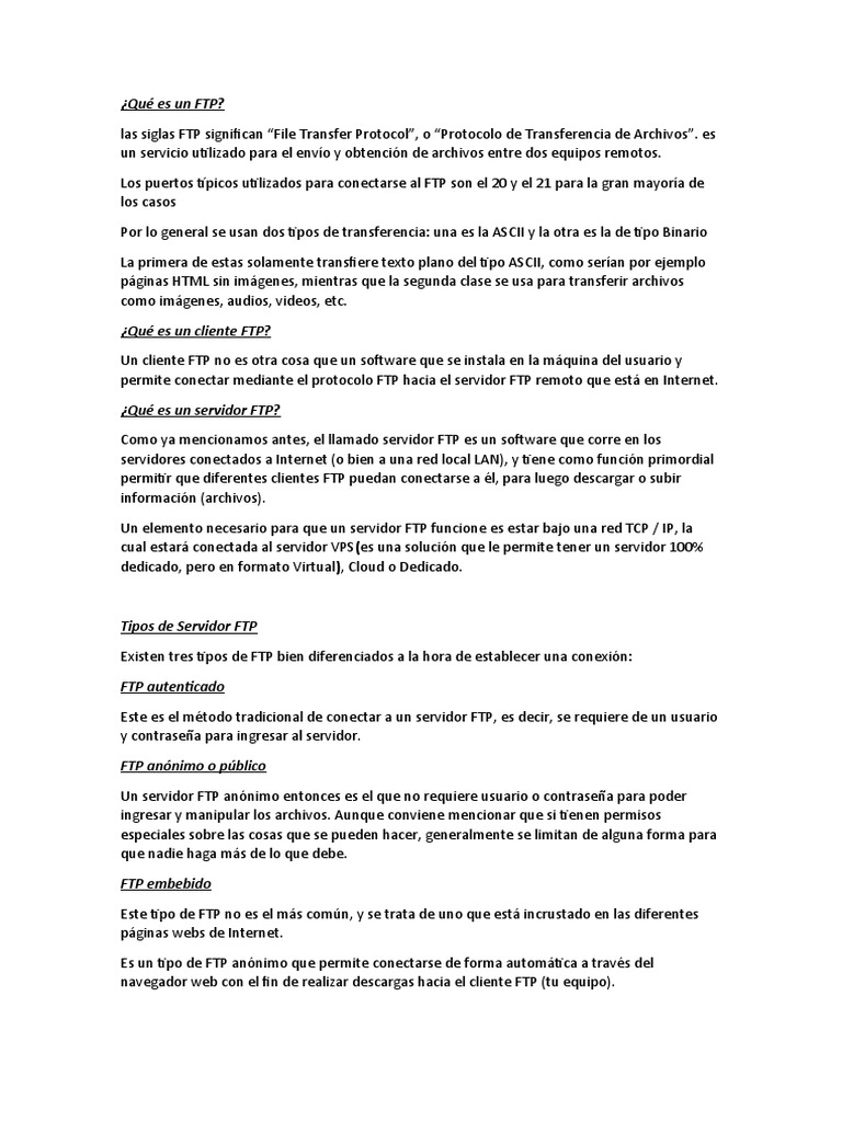 Qué Es Un FTP | PDF | Protocolo de transferencia de archivos ...